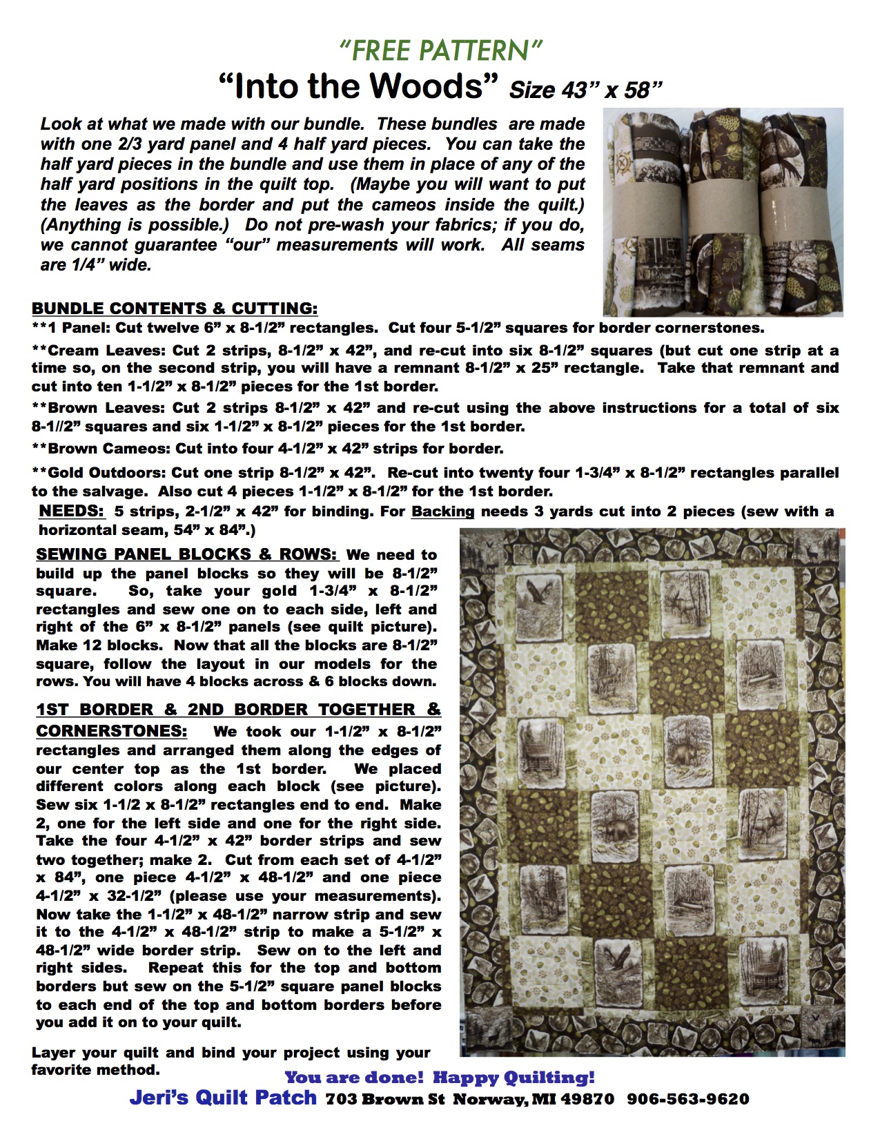 “Into the Woods” Free Pattern – Jeri's Quilt Patch